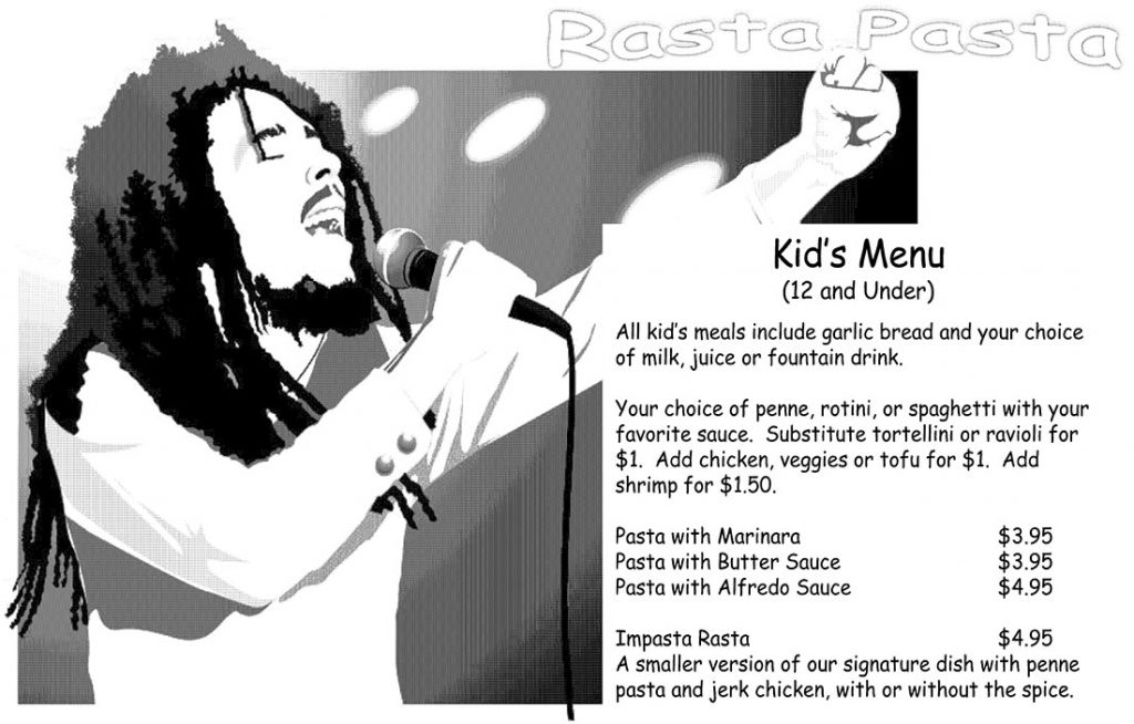 Kid's Menu - Rasta Pasta